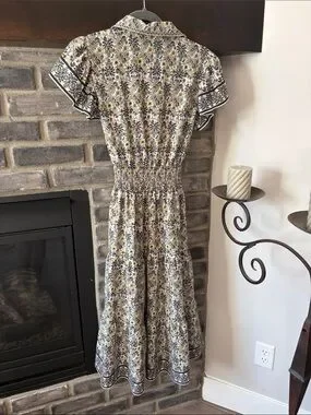 Max Studio | Dresses | Max Studio White Floral Print Buttonfront Midi ...